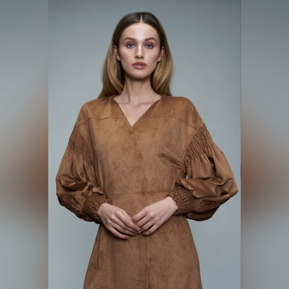 Vivienne Hu | Dresses | Nwt Vivienne Hu Puff Sleeve Suede Dress | Poshmark